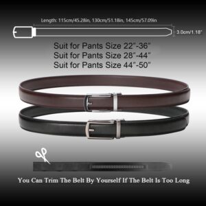 WERFORU 2 Pack Leather Ratchet Dress Belts for Men with Automatic Buckle, A-Black+Coffee, Suit Pant Size 28-44 inches