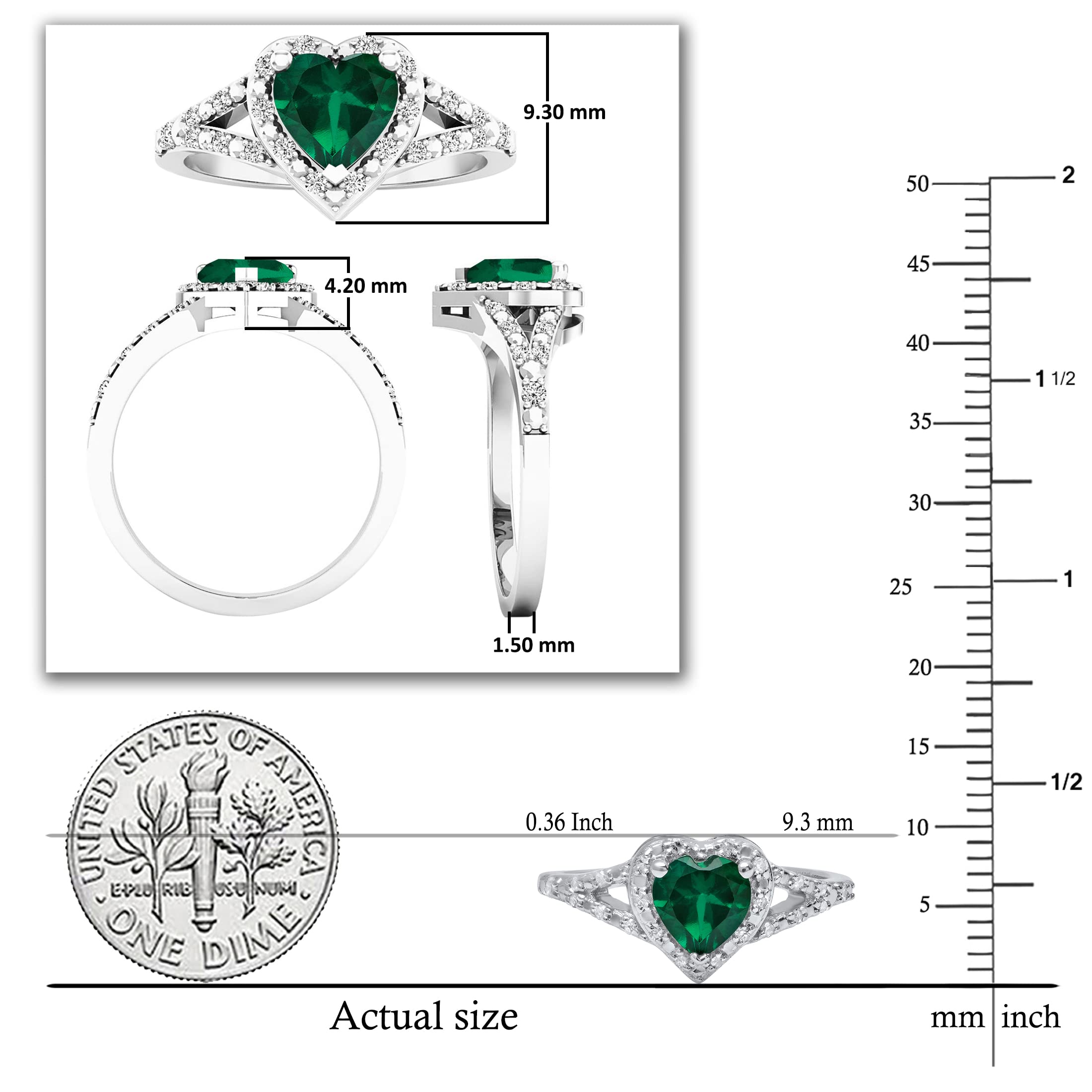 Dazzlingrock Collection 6mm Heart Lab Created Gemstone & White Diamond Engagement Ring in 925 Sterling Silver