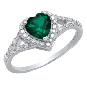 Dazzlingrock Collection 6mm Heart Lab Created Gemstone & White Diamond Engagement Ring in 925 Sterling Silver