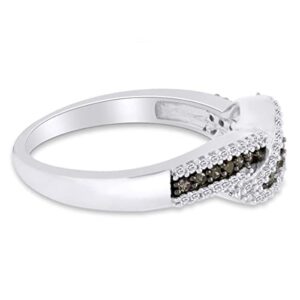 affy 1/2 cttw sterling silver white & brown diamond ring