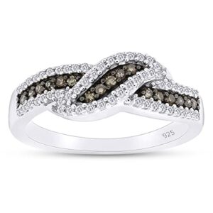 AFFY 1/2 CTTW Sterling Silver White & Brown Diamond ring