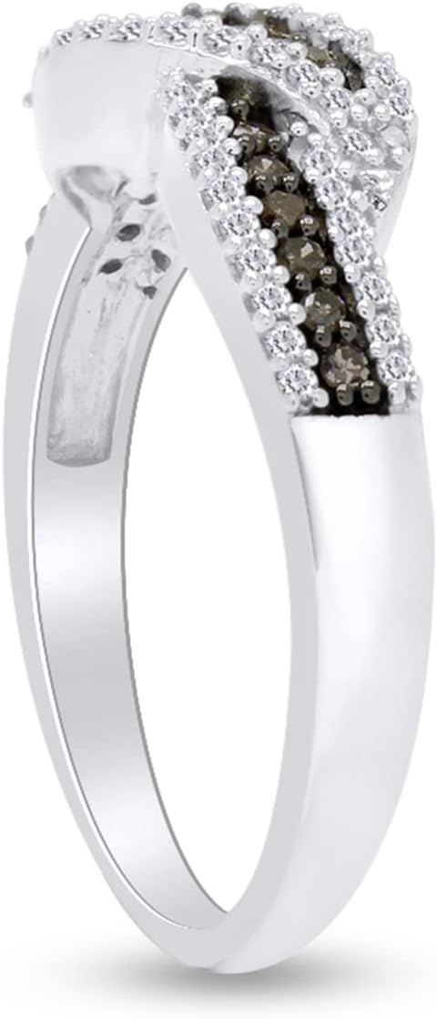 AFFY 1/2 CTTW Sterling Silver White & Brown Diamond ring