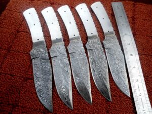 lot of 5 pieces hand forged damascus steel full tang knife blank blade knife making supplies