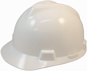 msa v cap style hard hats with lightweight staz-on suspension with tote bag - white