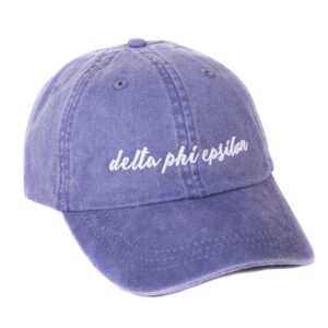 desert cactus delta phi epsilon baseball hat (n) sorority cap cursive name font (purple - n)