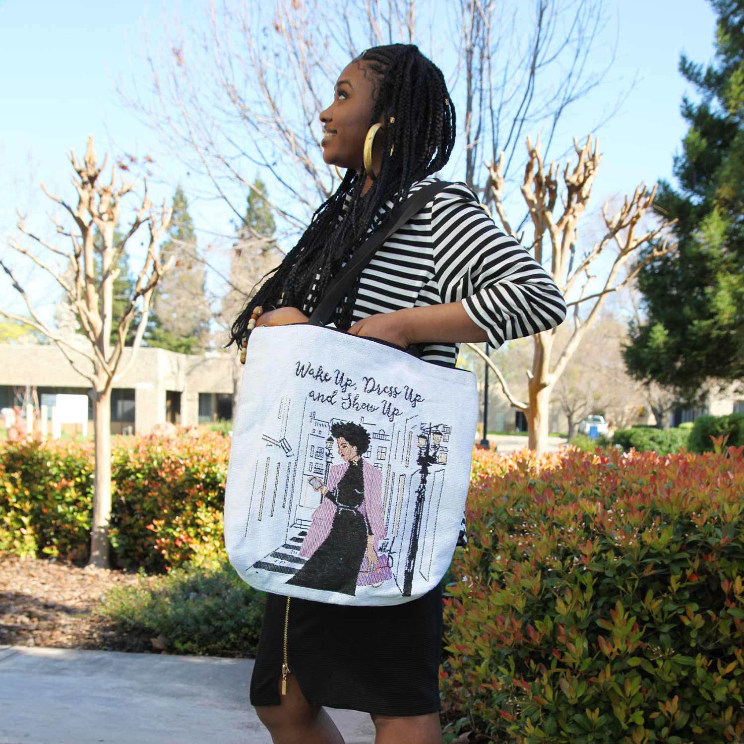 African American Expressions - Show Up Woven Tote Bag (Cotton Blend, 17" x 17") WTB-12