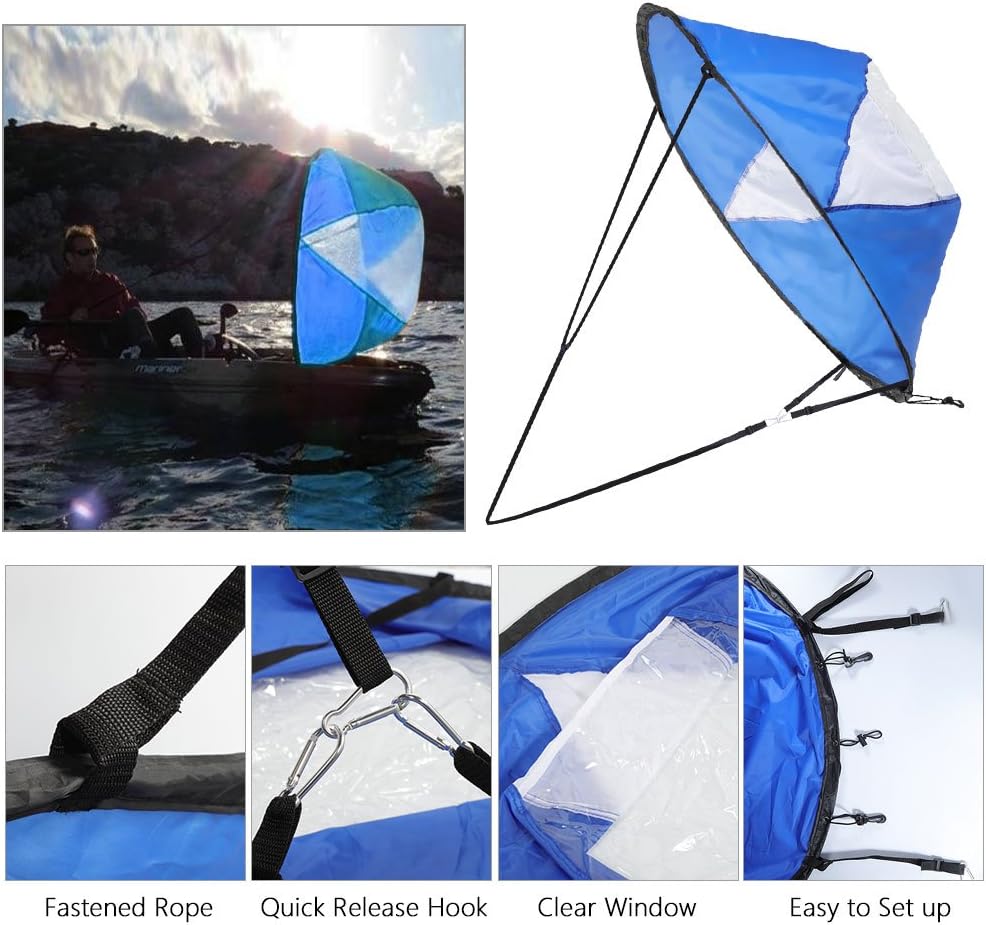 Kayak Wind Sail Downwind Wind Paddle Rowing Boats Wind Fold Up Sail Kayak Canoe Accessory