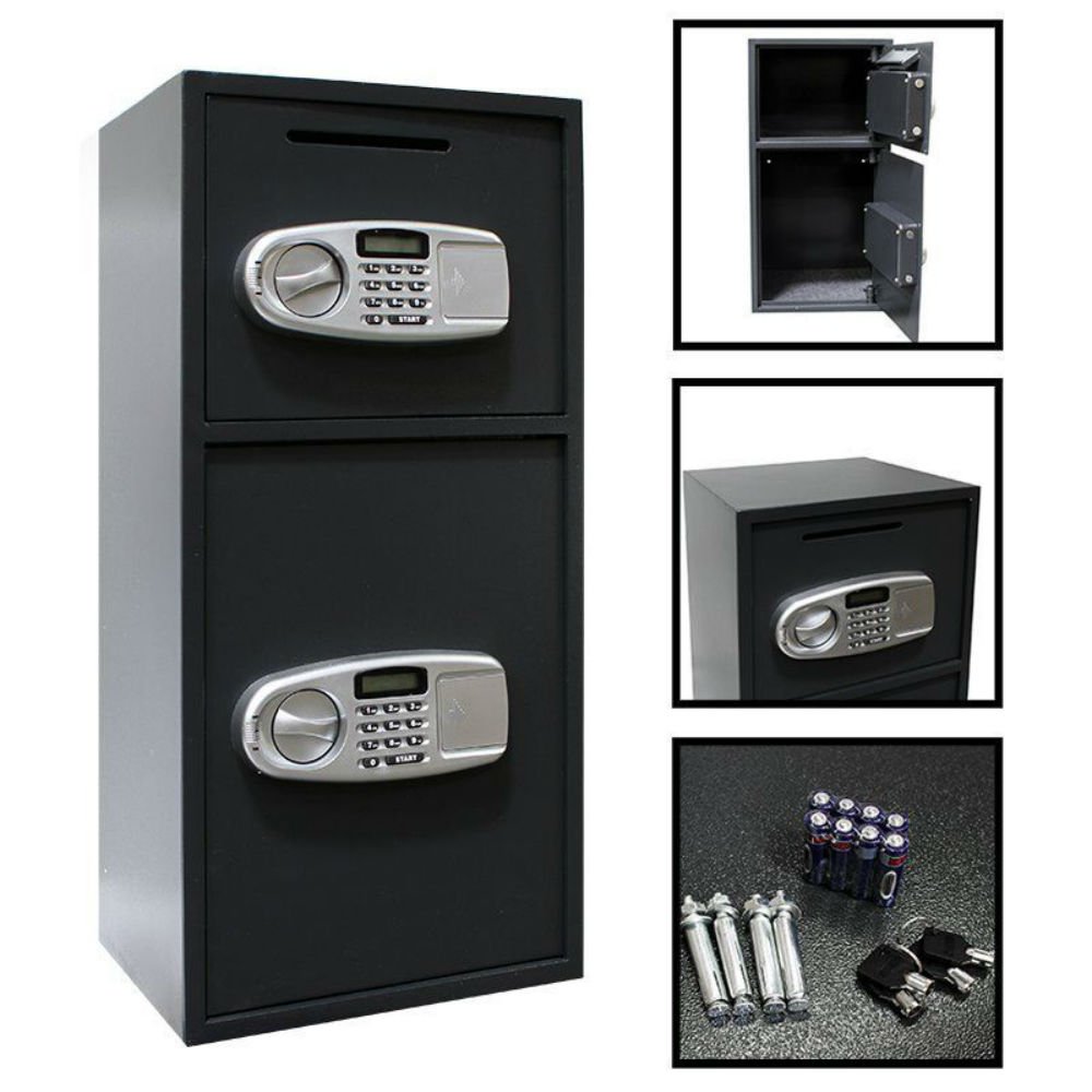 Digital Double Door Gun Safe Depository Drop Box Gun Safes Cash Office Security Lock by Empire Discount