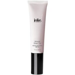 jolie mineral sheer tint spf 20 oil free - face tinted moisturizer - hydration - coverage - sunscreen- mineral formula - vegan (sun glow)