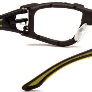 Pyramex Endeavor Plus Safety Glass Black/Green Frame With Foam Padding Clear H2MAX Anti-fog Lens