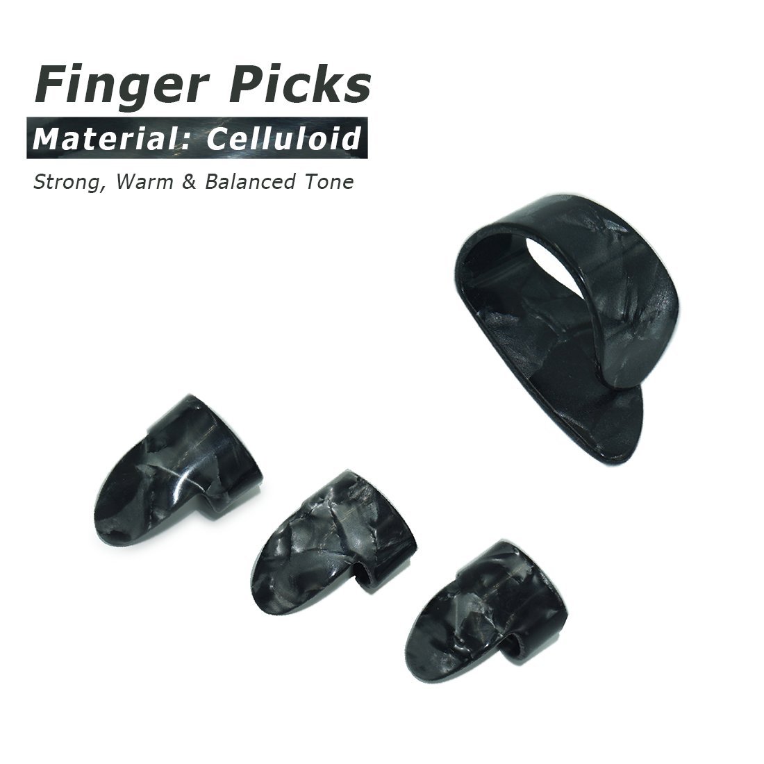 Guitar Slide, Set of 1 Glass Slide, 1 Steel Slide and 1 Brass Guitar Slide, Bonus 6 Pcs Guitar Picks, and 4 Finger Picks