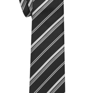 KissTies Mens Striped Necktie Black Gray Tie + Gift Box