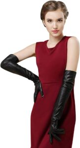 bellady long faux leather gloves for women,elbow length touchscreen dress gloves,cosplay costume opera gloves