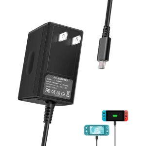 switch charger for nintendo switch/switch oled/switch lite, 2.5hours fast charging with 5ft charging cord, 15v 2.6a switch dock, nintendo switch ac adapter support tv mode(this is not an oem charger)