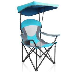 alpha camp mesh canopy chair folding camping chair - royal blue