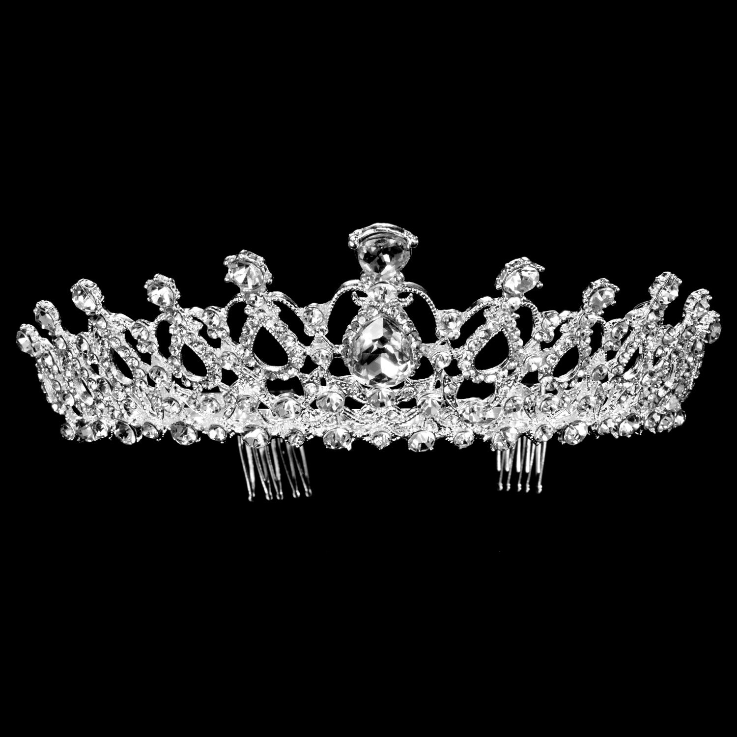 TecUnite 2 Pack Wedding Crown, Crystal Rhinestones Crown Princess Crown with Comb Exquisite Headband