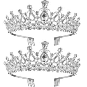 TecUnite 2 Pack Wedding Crown, Crystal Rhinestones Crown Princess Crown with Comb Exquisite Headband