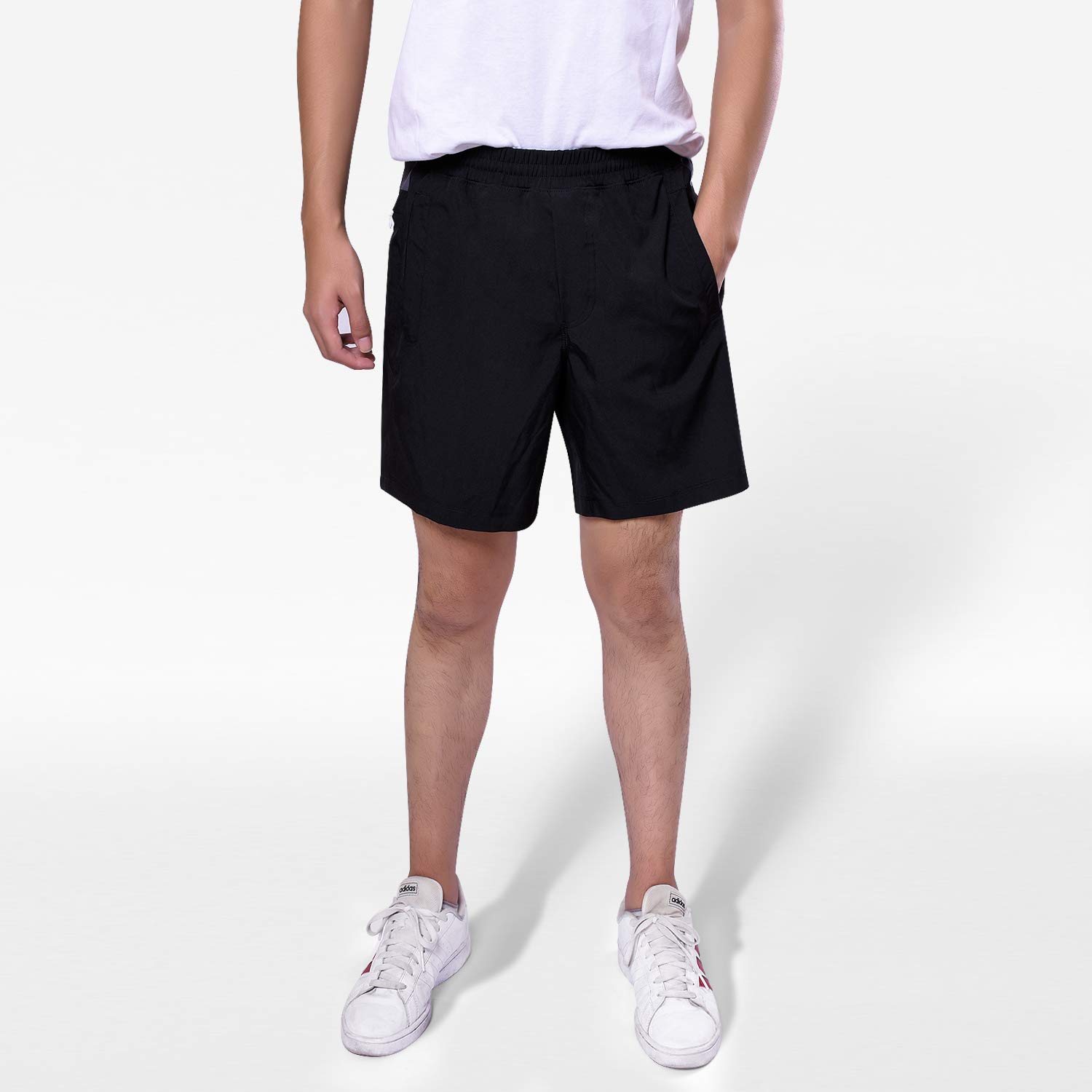 Men's Workout Running Performance Sport Gym Shorts with Built-in Underwear and Zipper Pockets