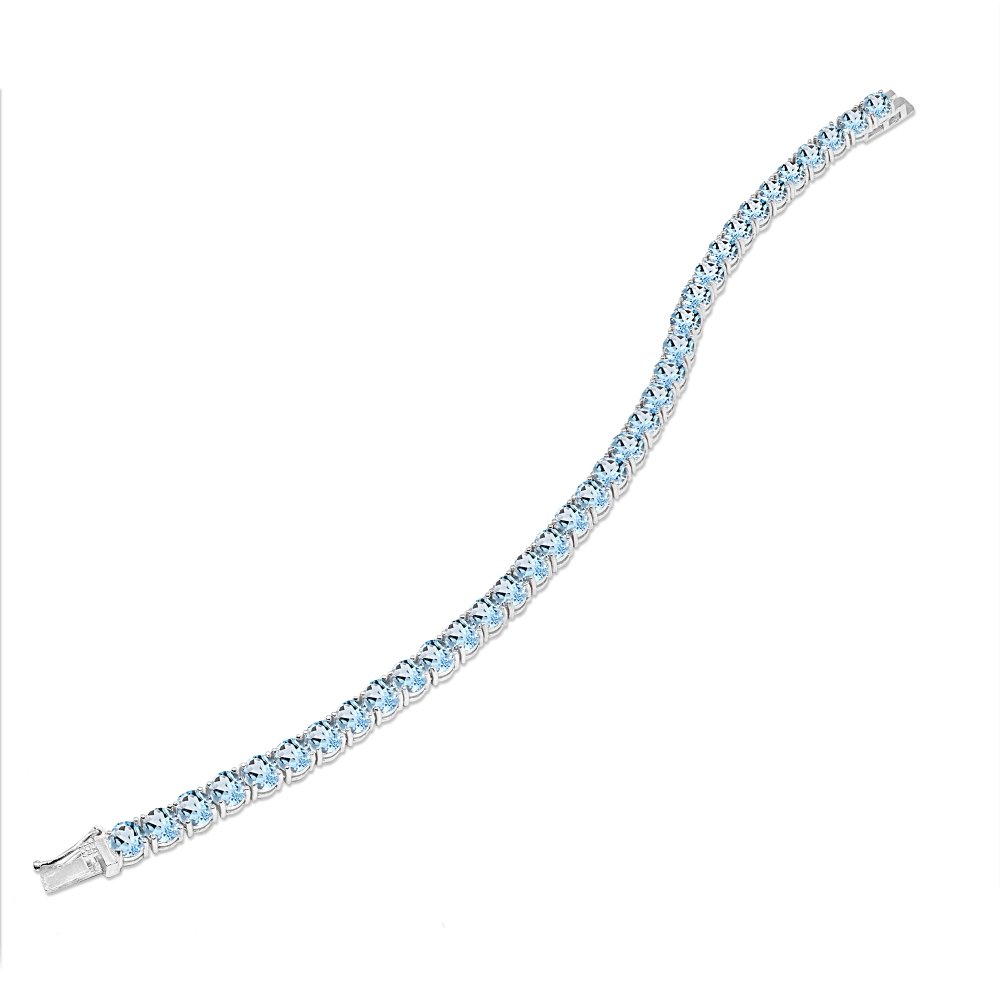 B. BRILLIANT Sterling Silver 5mm Round Genuine, Created or Simulated Gemstone Tennis Bracelet for Women