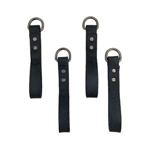 hide & drink, leather heavy duty suspender loop attachment (4 pack), tool belt accessories, durable, fine grain leather, vintage style, handmade - (charcoal black)