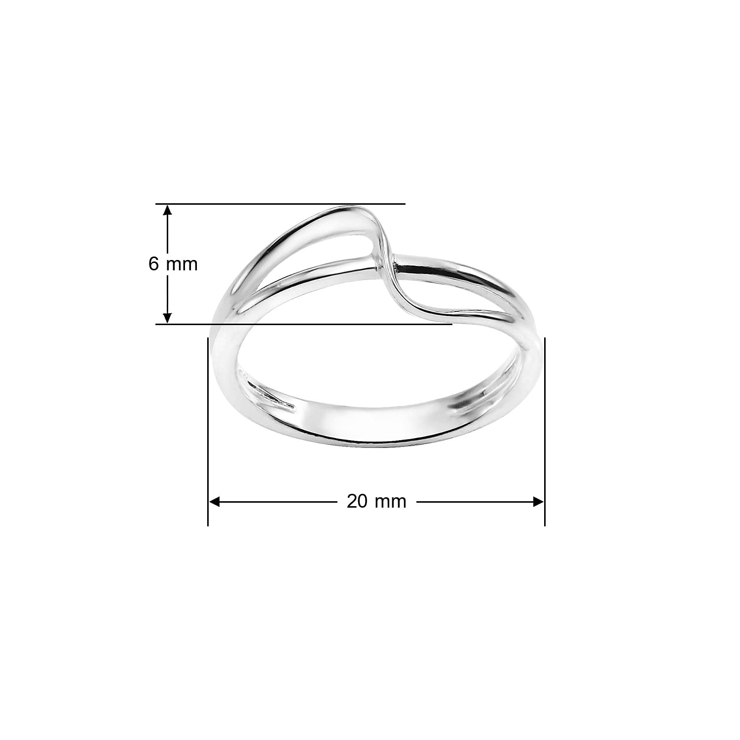 SILVERLINE JEWELRY 925 Sterling Silver Wave Design Ring, Sizes 5-10