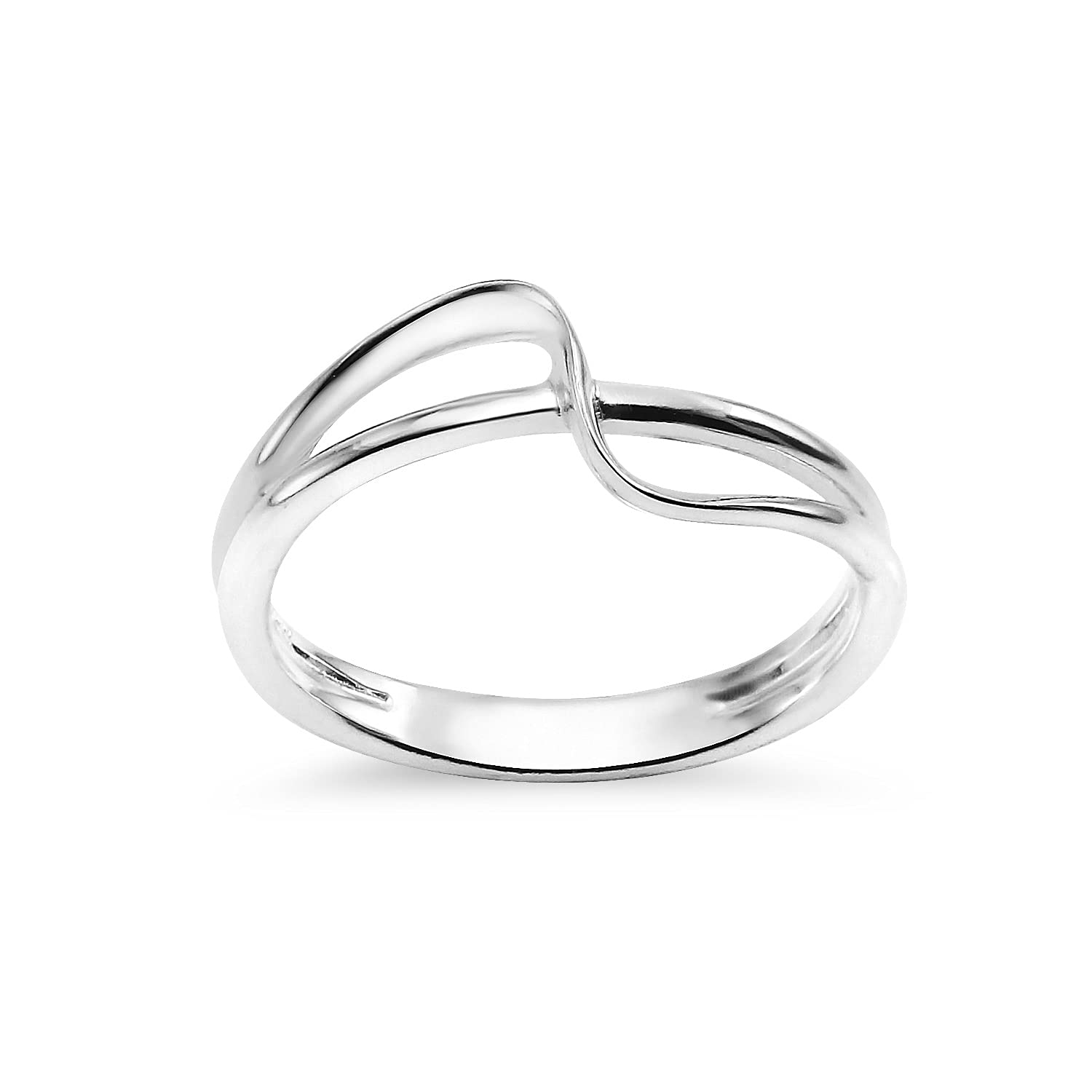 SILVERLINE JEWELRY 925 Sterling Silver Wave Design Ring, Sizes 5-10