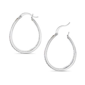 oval inside outside hoop earrings for women faceted sparkle crystals