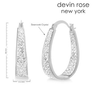 Oval Inside Outside Hoop Earrings for Women Faceted Sparkle Crystals