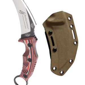 Best.Buy.Damascus1 Hunting knife Survial Red G10 Fixed Blade Knife with Kydex Sheath Prime Qulity