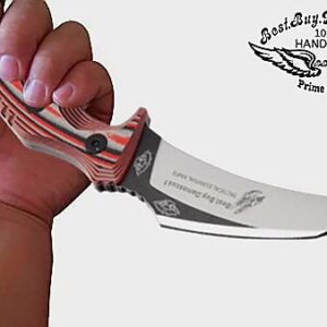 Best.Buy.Damascus1 Hunting knife Survial Red G10 Fixed Blade Knife with Kydex Sheath Prime Qulity