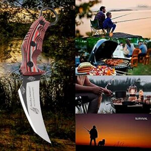 Best.Buy.Damascus1 Hunting knife Survial Red G10 Fixed Blade Knife with Kydex Sheath Prime Qulity