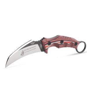 Best.Buy.Damascus1 Hunting knife Survial Red G10 Fixed Blade Knife with Kydex Sheath Prime Qulity