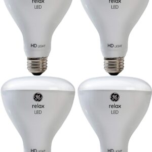 GE Lighting Relax LED Indoor Floodlight Bulb, 8 Watts (65 Watt Equivalent) Soft White HD Light, Medium Base, Dimmable (4 Pack)