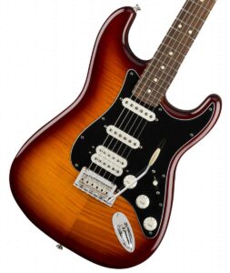 fender player plus top stratocaster electric guitar, tobacco burst, pau ferro fingerboard