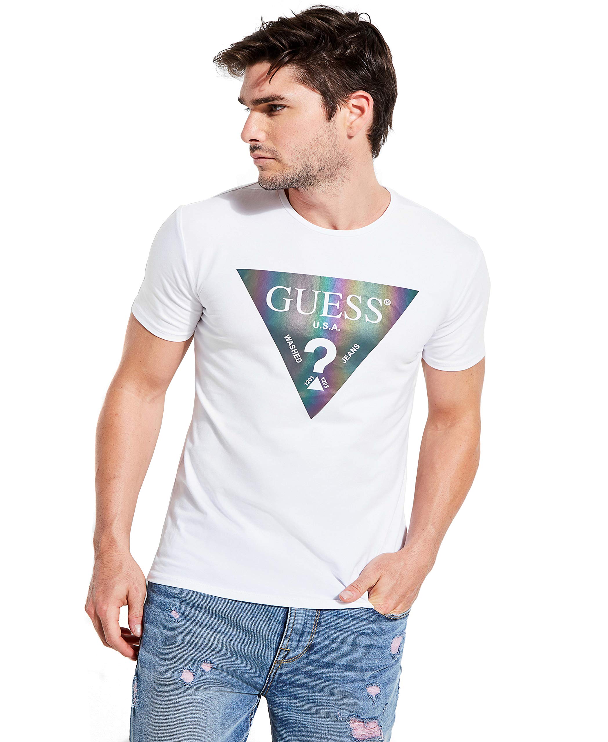 GUESS Men's Crewneck Short Sleeve Color Shades Tee