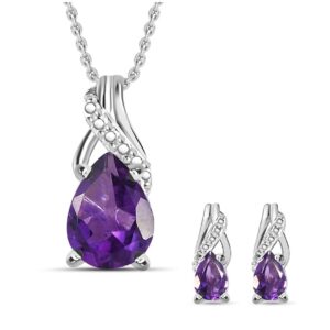 shop lc wedding costume jewelry set for women purple amethyst drop earrings bridal necklace 925 sterling silver stainless steel bridesmaid gifts for women for bride size 20" birthday gifts