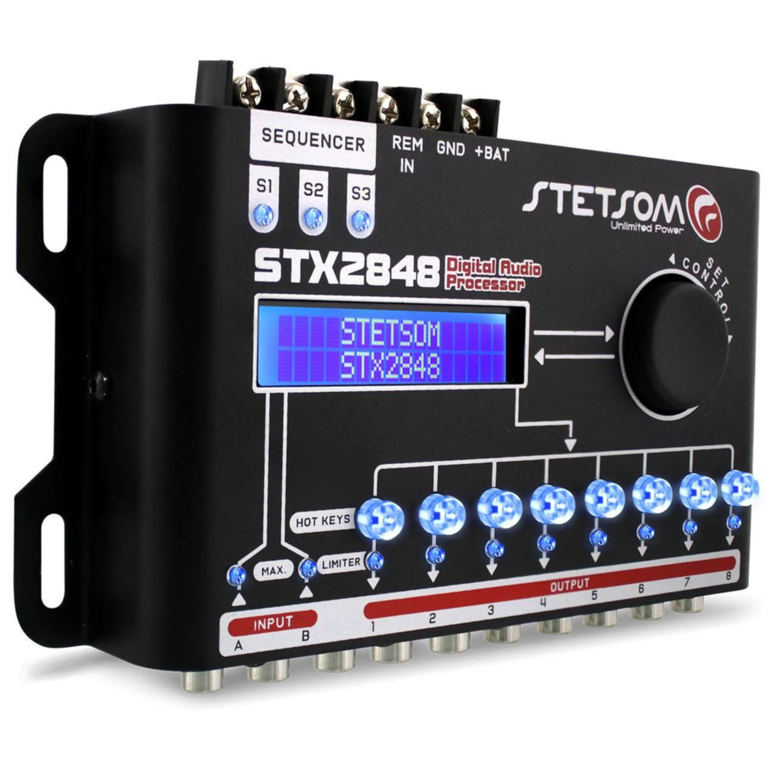 Stetsom STX 2848 DSP Crossover & Equalizer 8 Channel Full Digital Signal Processor (Sequencer) 2.8 Remote Relay