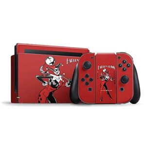 skinit decal gaming skin compatible with nintendo switch bundle - officially licensed warner bros harley quinn portrait design