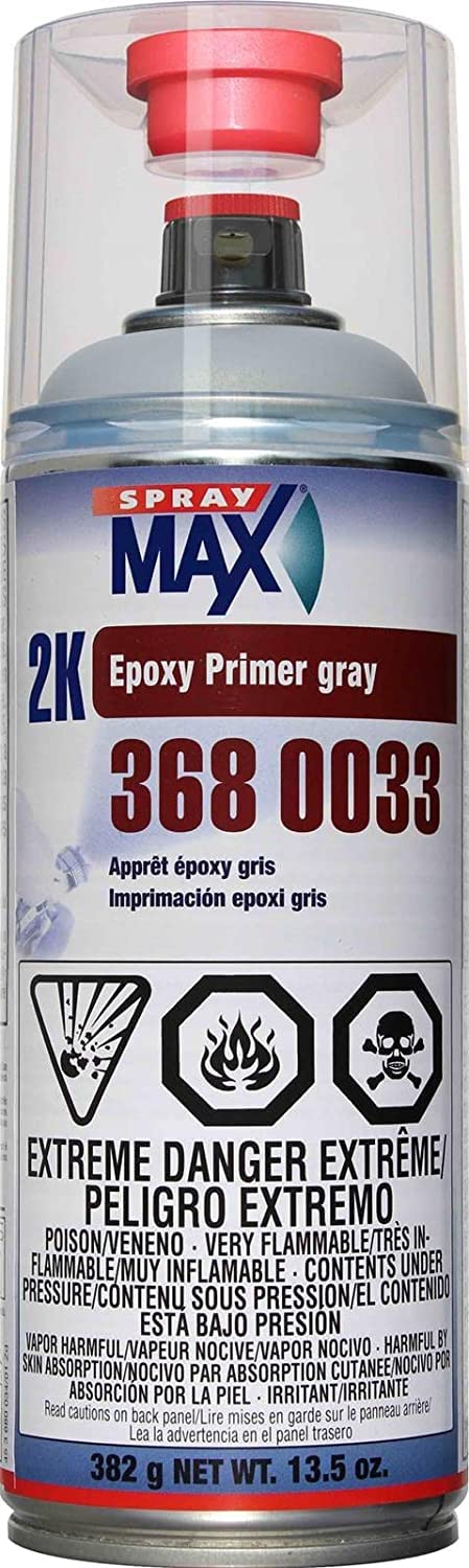 SprayMax 3680033, 2K Epoxy Rust-Cure Primer, Gray, Aerosol (1)