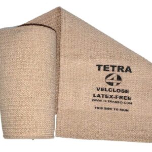 Tetra Elastic Bandage Velclose Single Clip Free Closure 6" x 5Yd (Stretched Length) Latex-Free, 10 per Box