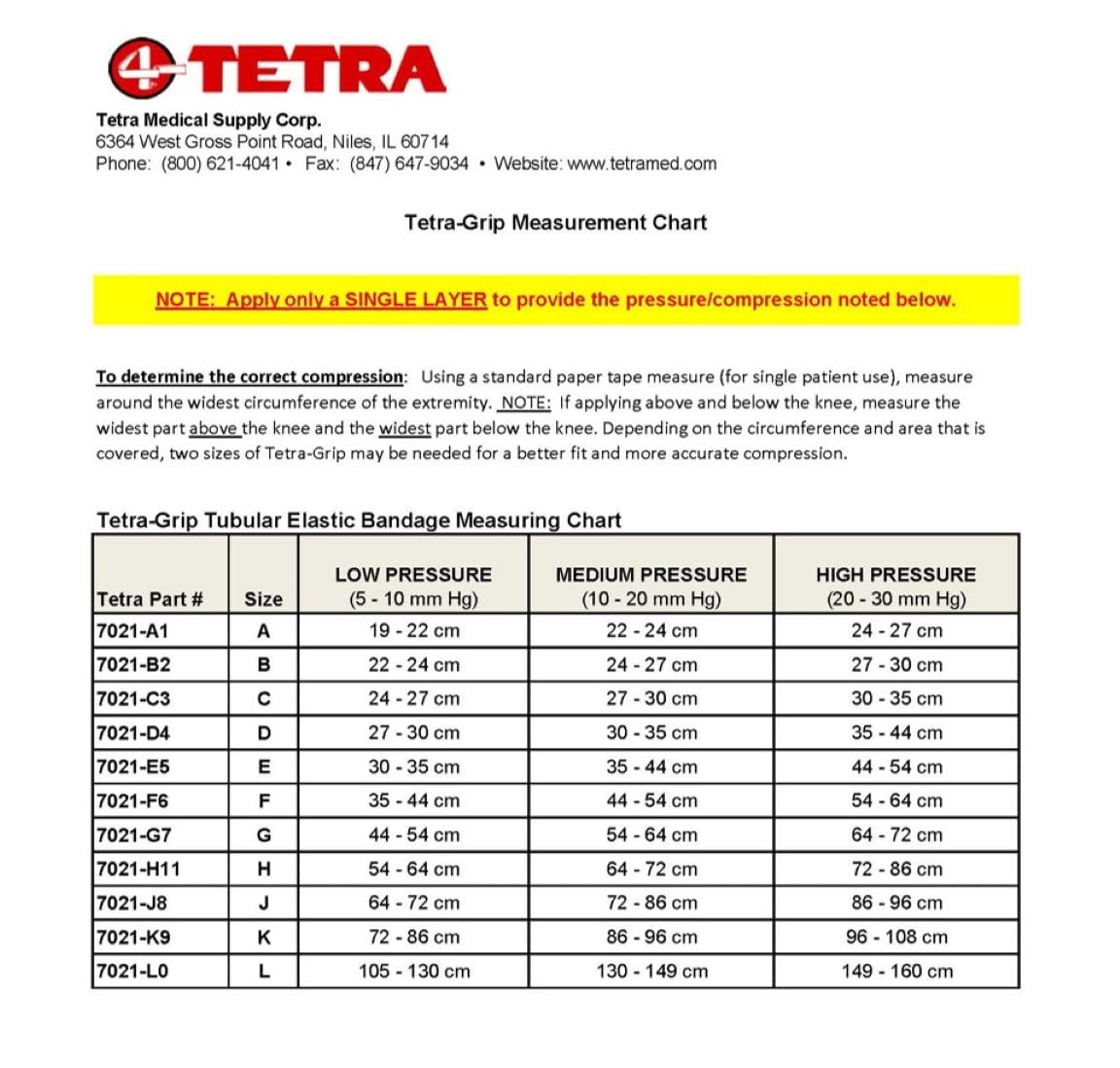 Tetra-Grip Tubular Elastic Support Bandage Size G, 5” x 11 Yd Latex-Free, One 11 yd Roll per Box