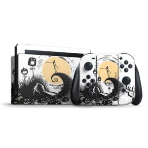 skinit decal gaming skin compatible with nintendo switch bundle - officially licensed disney the nightmare before christmas jack on spiral hill art design