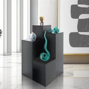 Displays2go Black Retail Display Pedestal with Collapsible Design – Black (WDCUBEBLK1)