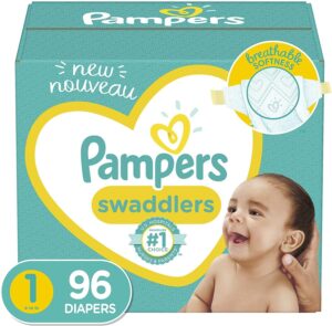 pampers swaddlers newborn diapers, size 1, 96 count