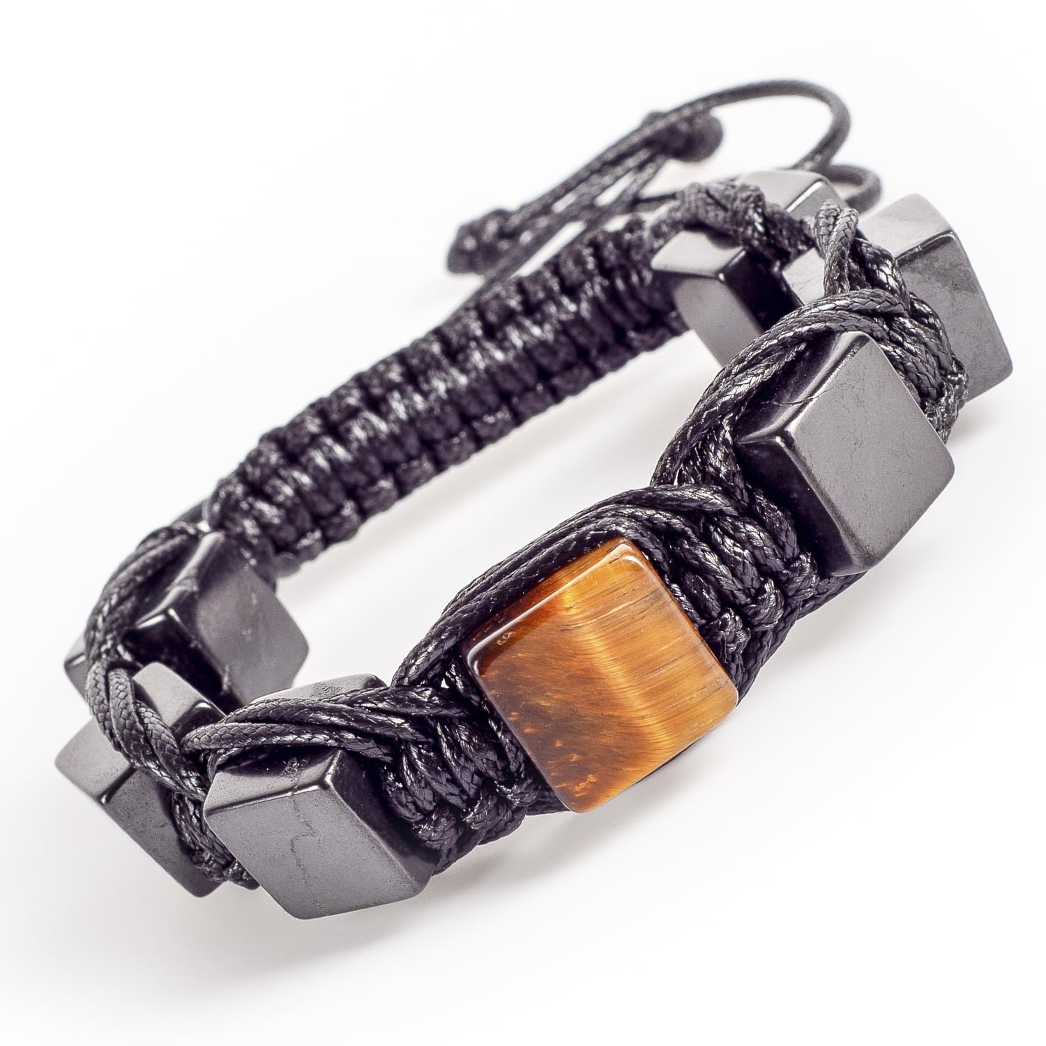 Shungite Bracelet with Tiger Eye Brutal Arachne Macrame Brided Bracelet