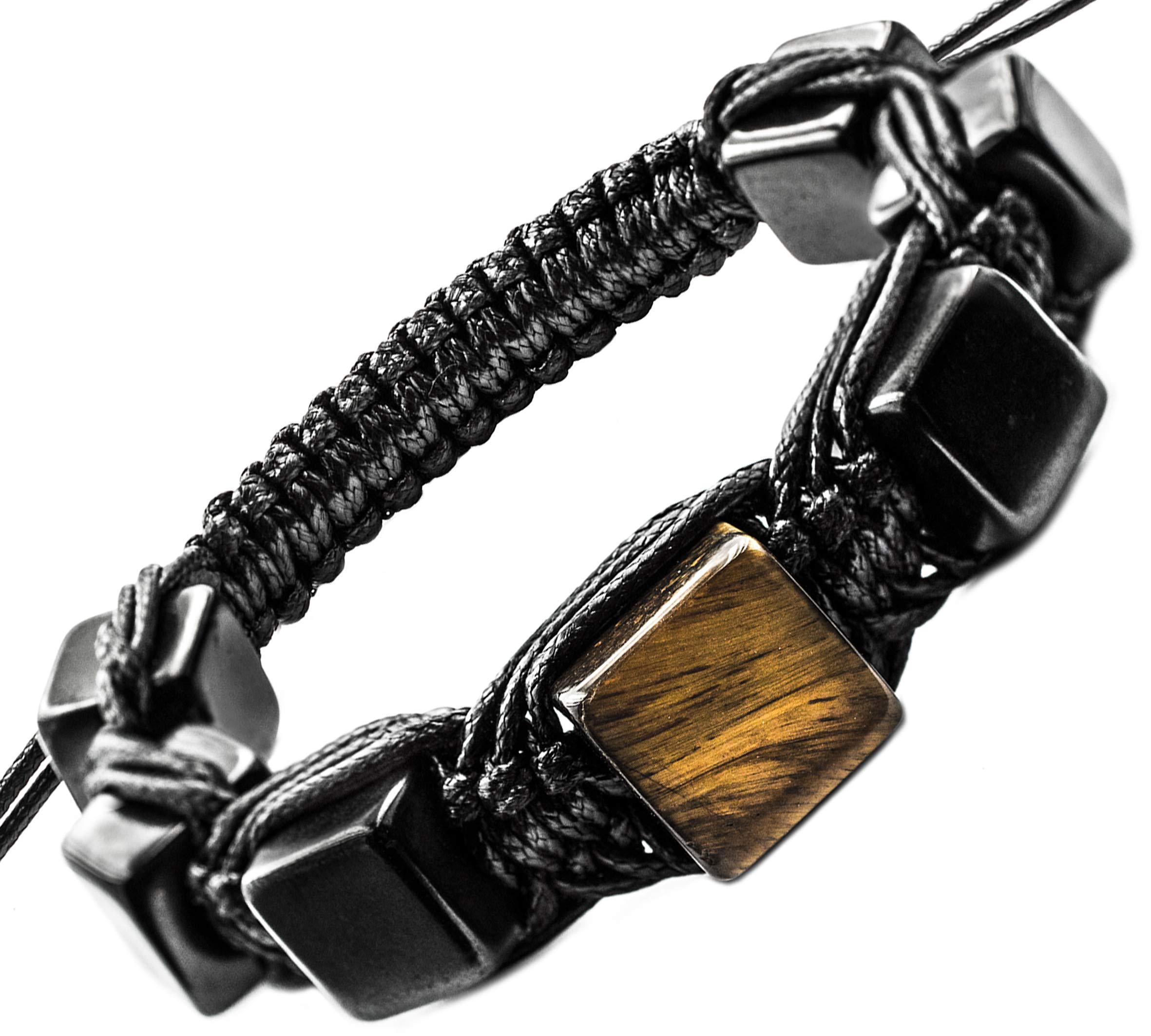 Shungite Bracelet with Tiger Eye Brutal Arachne Macrame Brided Bracelet