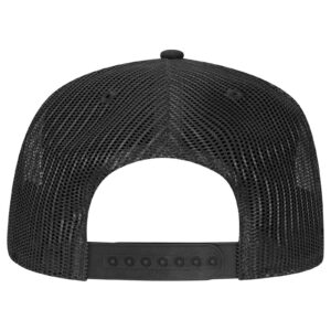 Otto Caps 5 Panel Low Profile Mesh Back Trucker Hat Cotton Twill Black