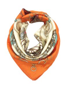 your smile silk feeling scarf women's fashion pattern orange carriage large square satin headscarf (305)