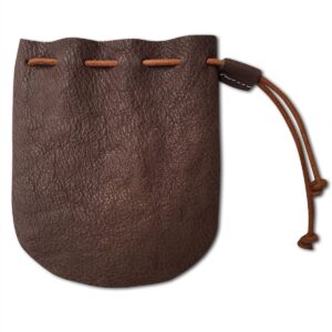 fantastic workmanship genuine leather drawstring coin purse (coffee)