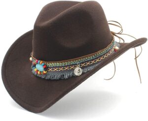 womens fashion western cowboy hat for lady tassel felt cowgirl sombrero caps hats